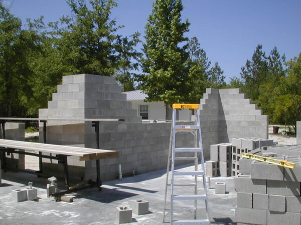 Concrete block stacking demonstration - DryStacked Block Homes